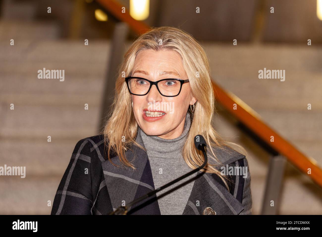 Gillian Martin MSP Minister for Energy and the Environment speaking at ...