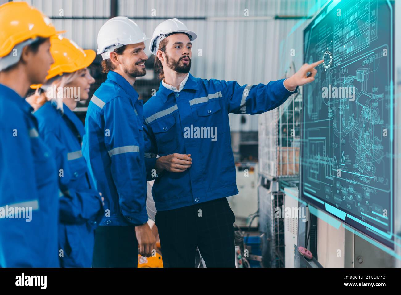 Engineer team training employee plan meeting. Plant staff worker safety ...