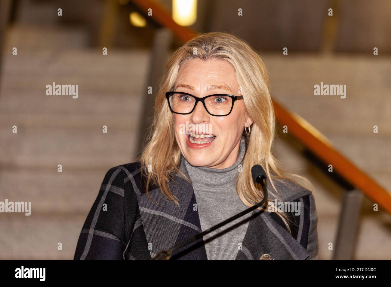 Gillian Martin MSP Minister for Energy and the Environment speaking at ...