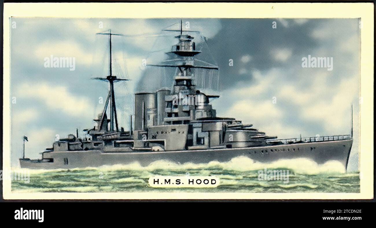 HMS Hood 00001 - Vintage Cigarette Card Stock Photo - Alamy