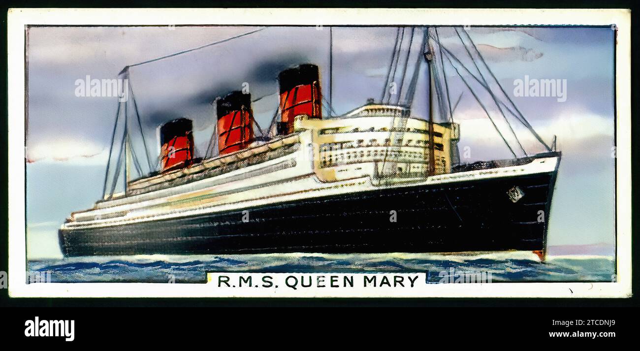 RMS Queen Mary - Vintage Tradecard Stock Photo - Alamy
