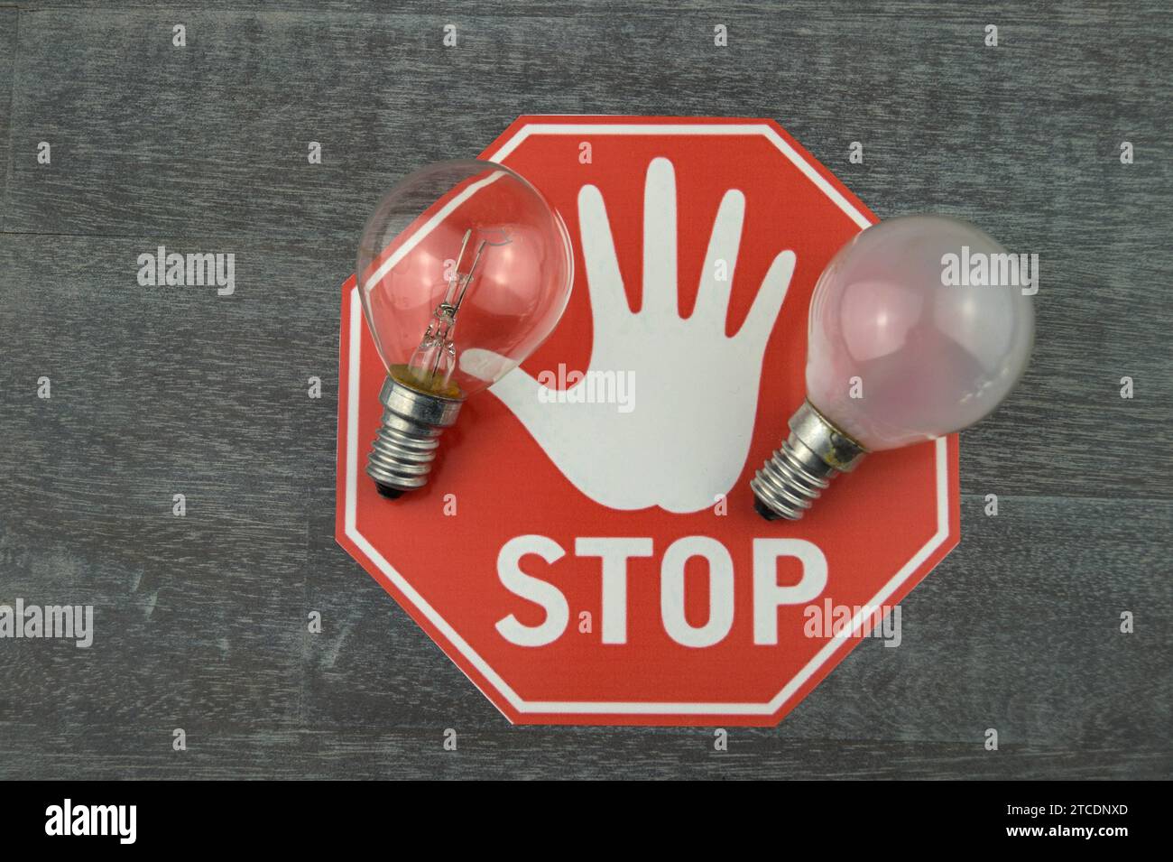 stop sign with light bulbs Stock Photo - Alamy