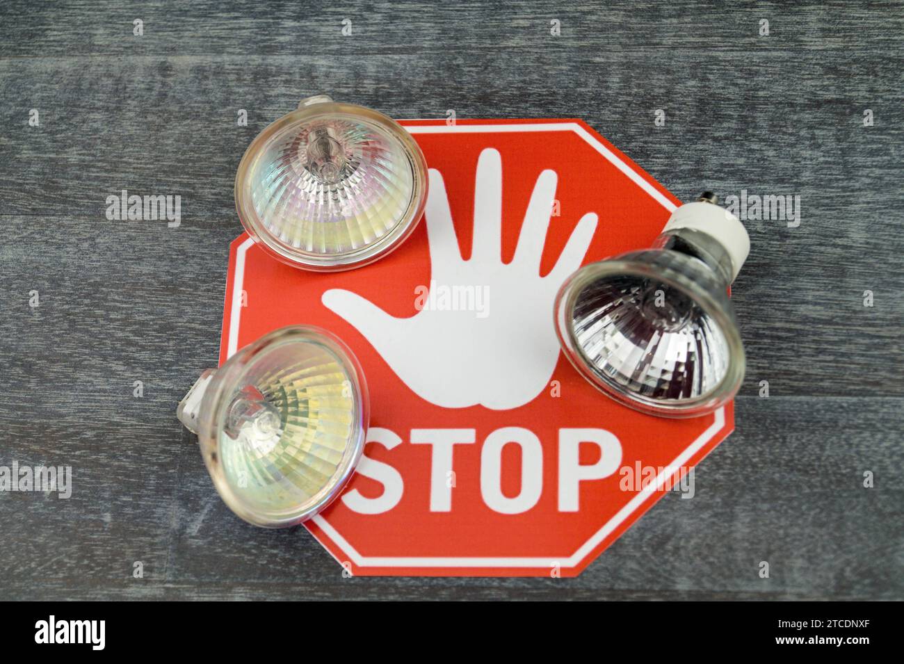 stop sign with light bulbs Stock Photo - Alamy