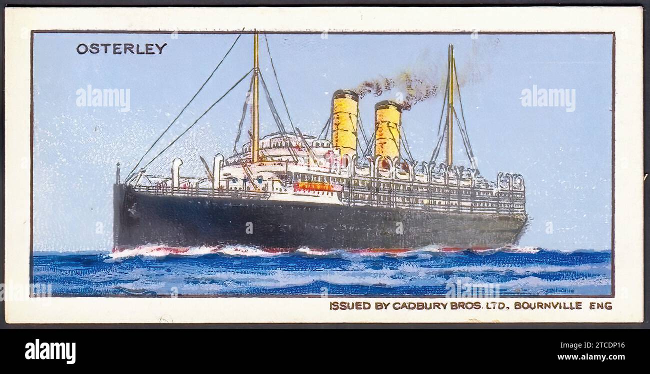 Steamship Osterley - Vintage Cadbury's Tradecard Stock Photo - Alamy