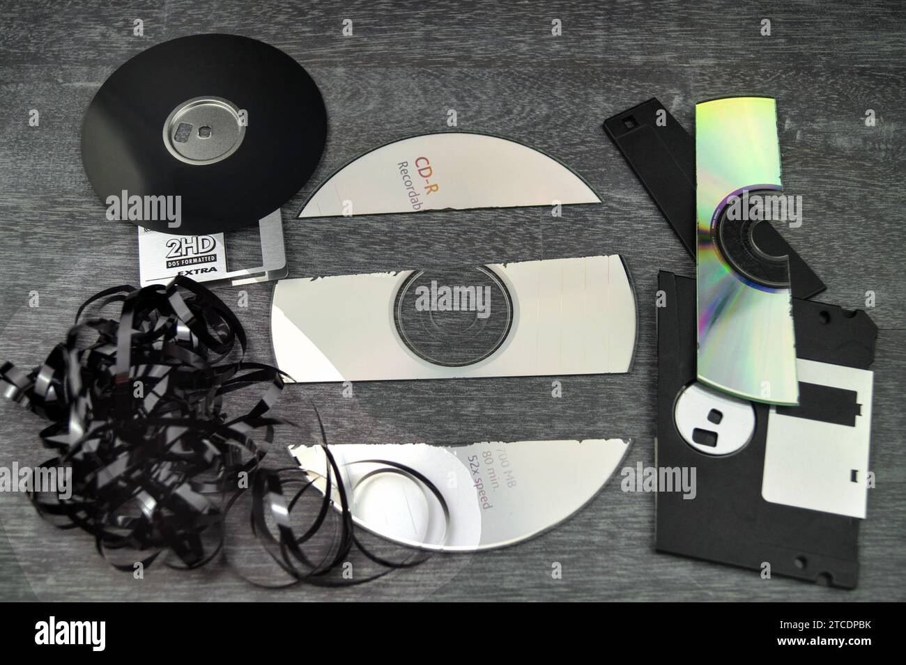 destroyed data storage mediums, symbol for data protection Stock Photo ...