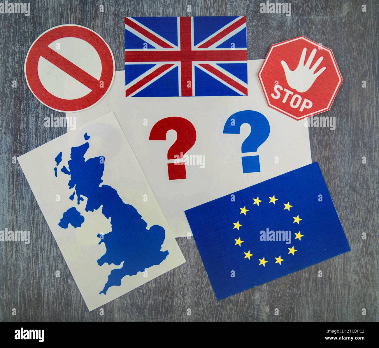 flag of EU, flag and map of Great Britain with Stop sign, prohibition ...