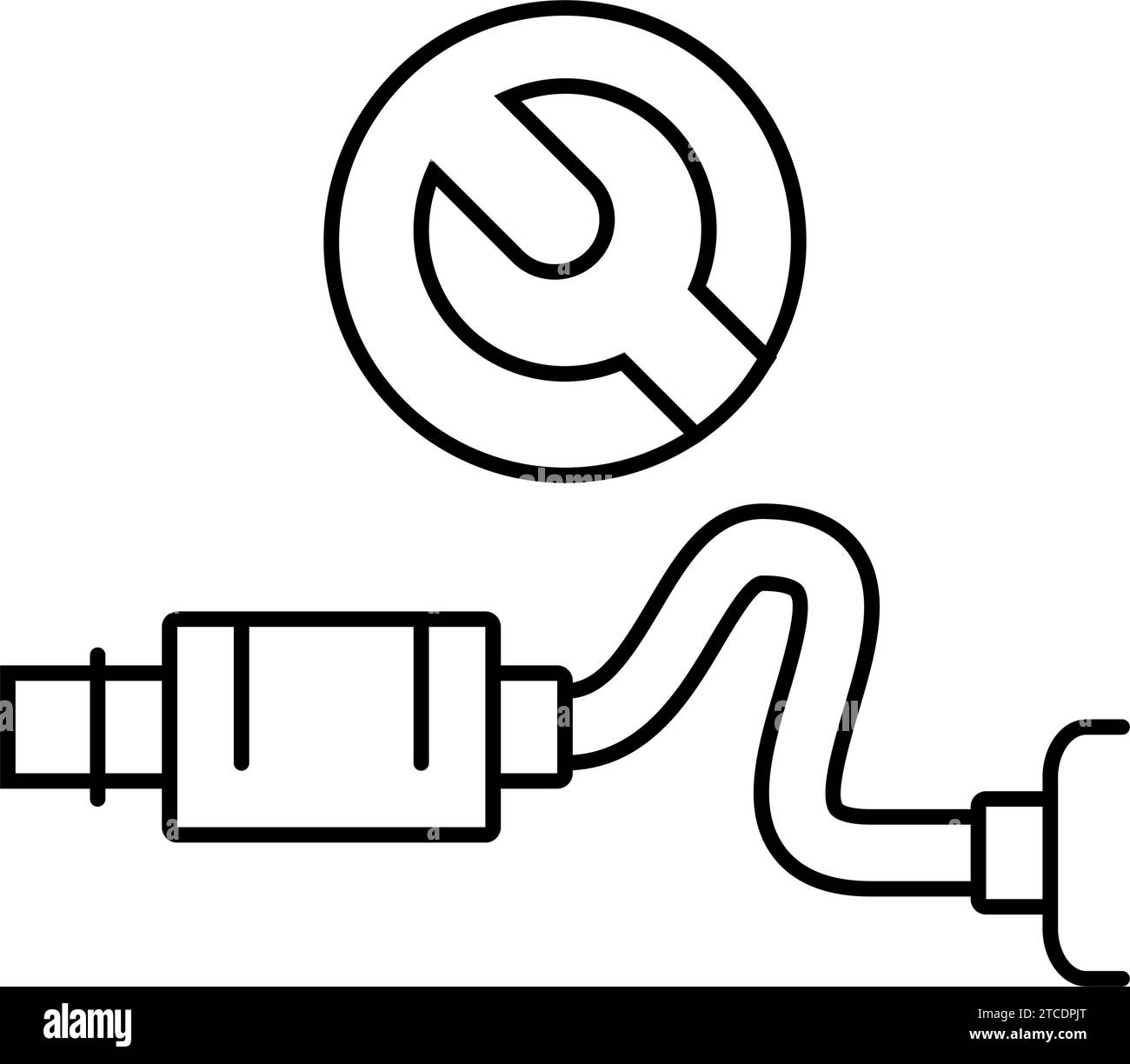 muffler repair car mechanic line icon vector illustration Stock Vector ...