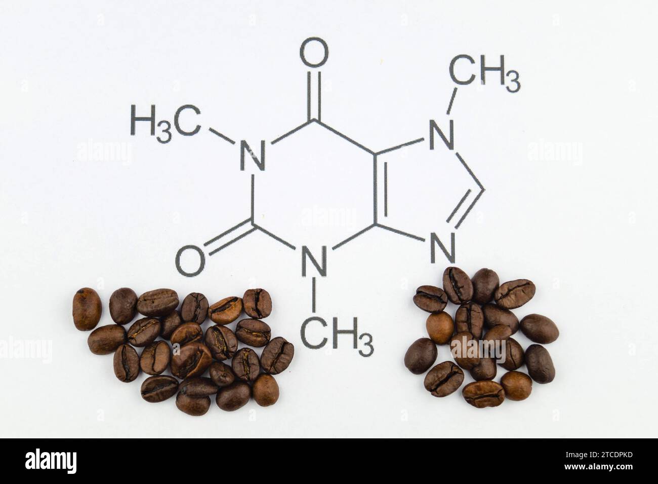 structural formula for coffein with coffee beans Stock Photo - Alamy