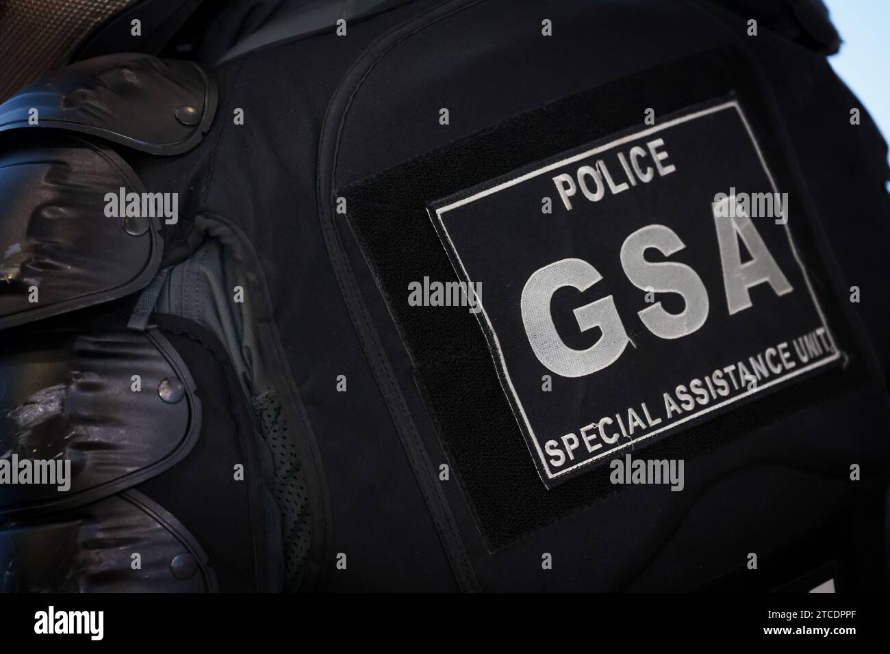 Illustration picture shows an armoured vest with 'POLICE GSA Special ...