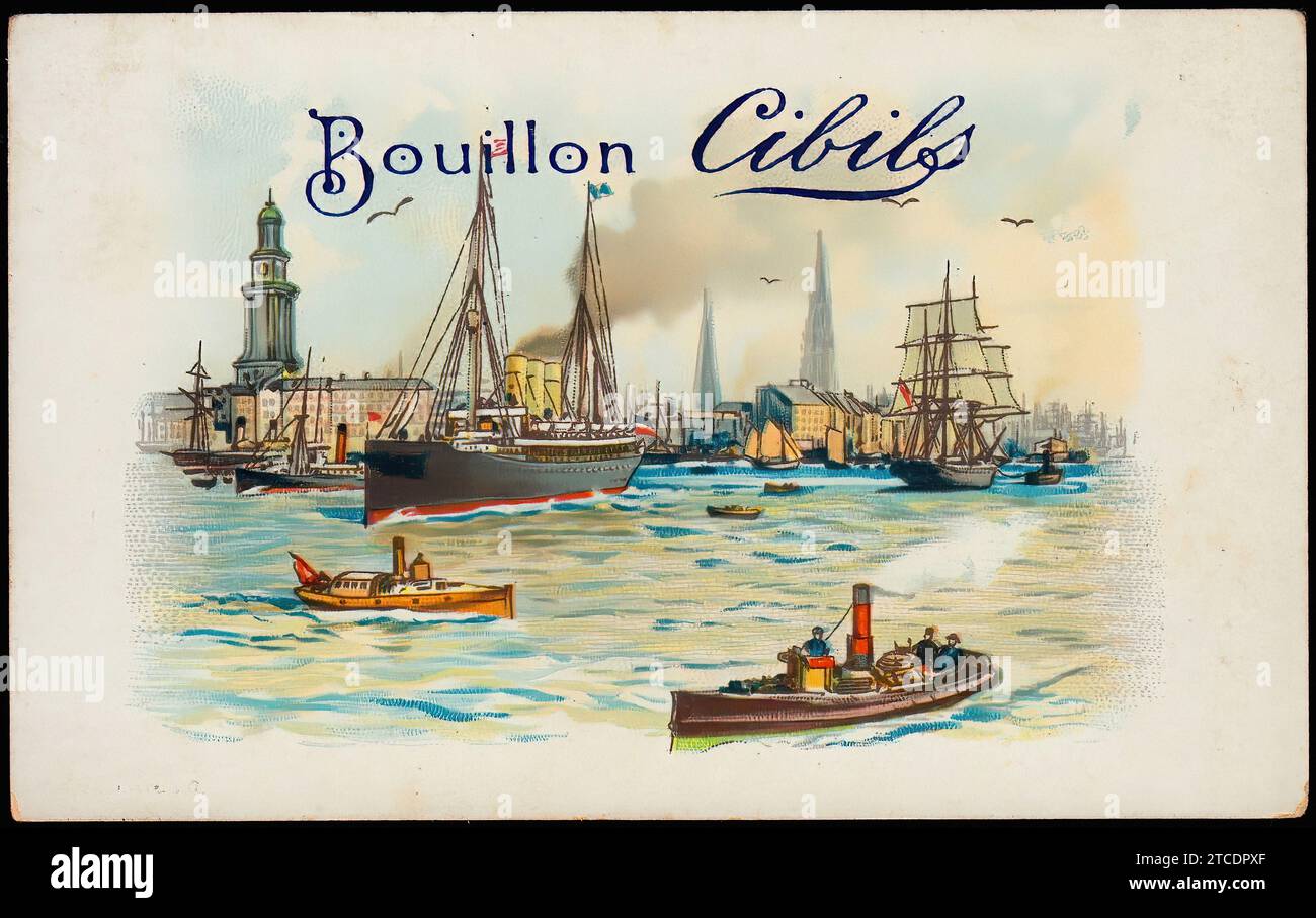 Port of Antwerp - Vintage Belgian Tradecard, Belle Epoque Era Stock ...