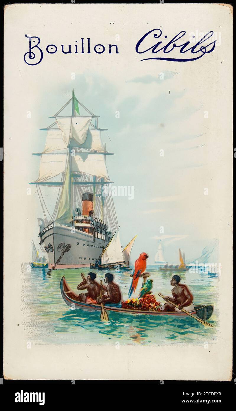 Ships Visitors - Vintage Belgian Trade Card, Belle Epoque Era Stock ...