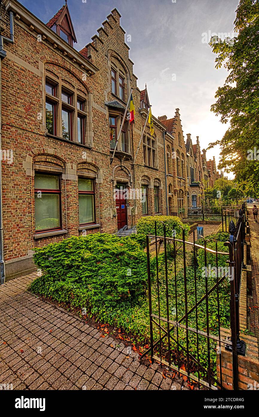 row of houses in the historic Willem de Roolaan street, Belgium, West ...