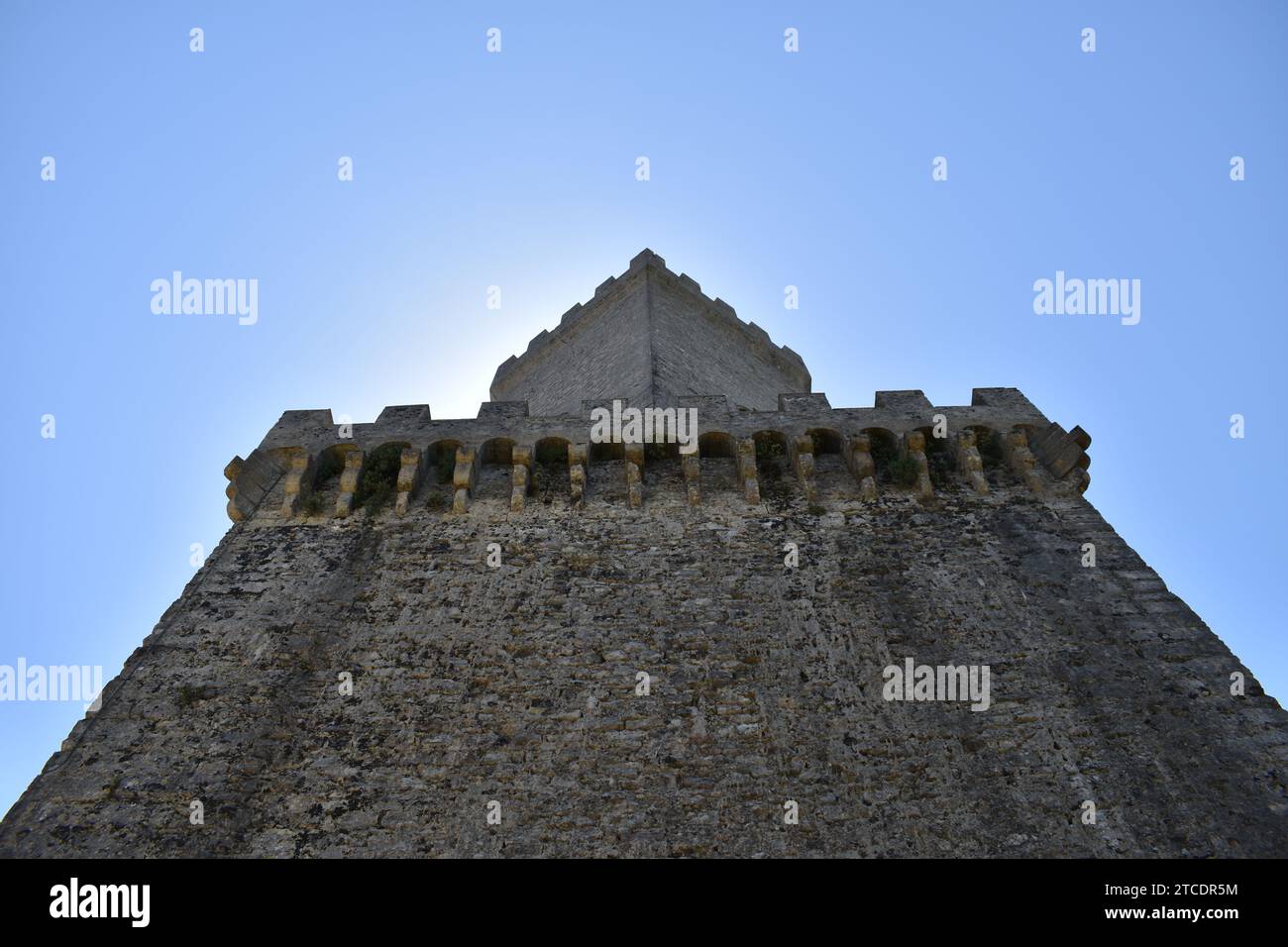 Stone tower of the medieval Castello di Venere castle on top of Mount ...