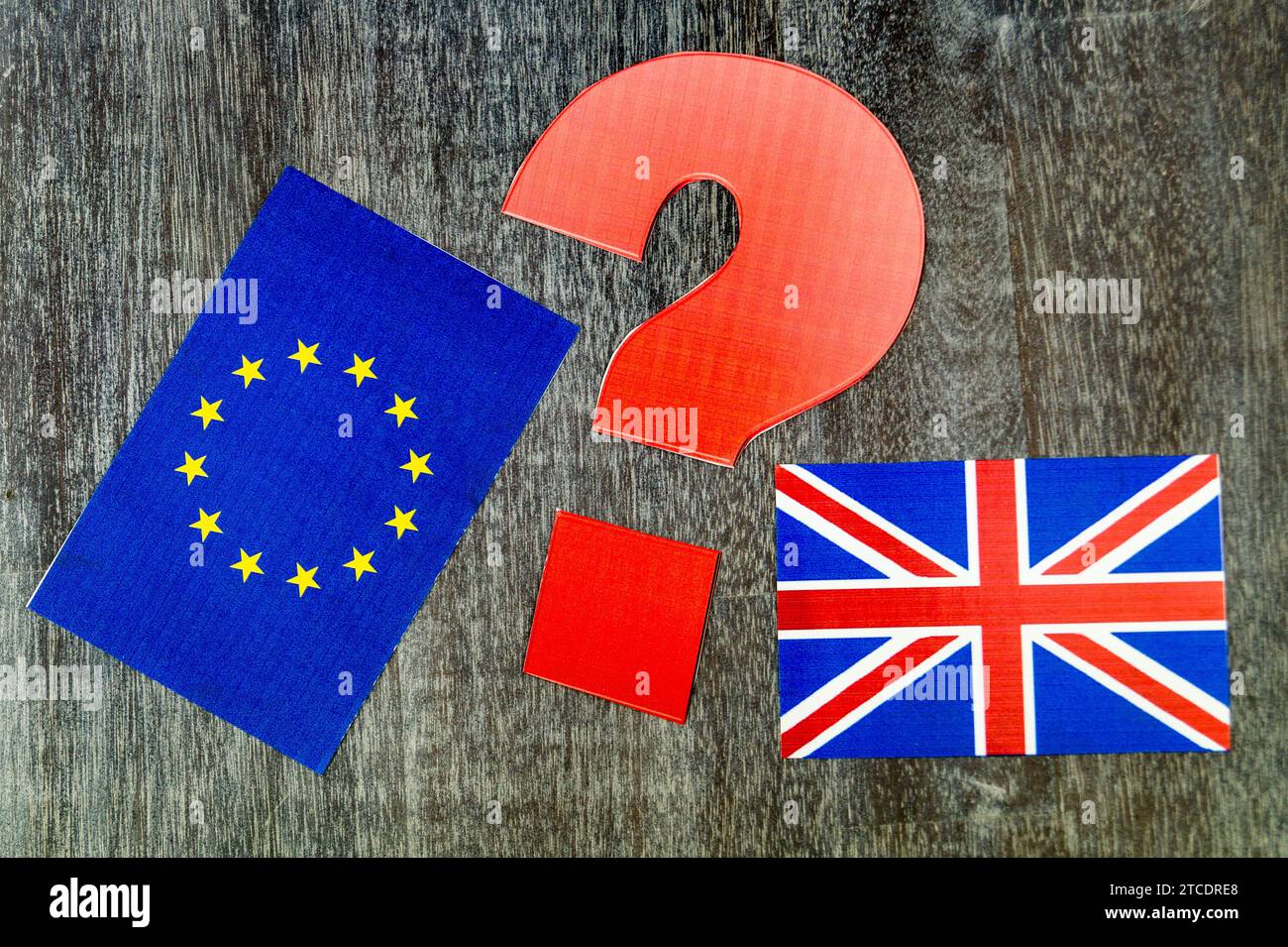 flags of EU and Great Britain with question mark, Brexit Stock Photo ...