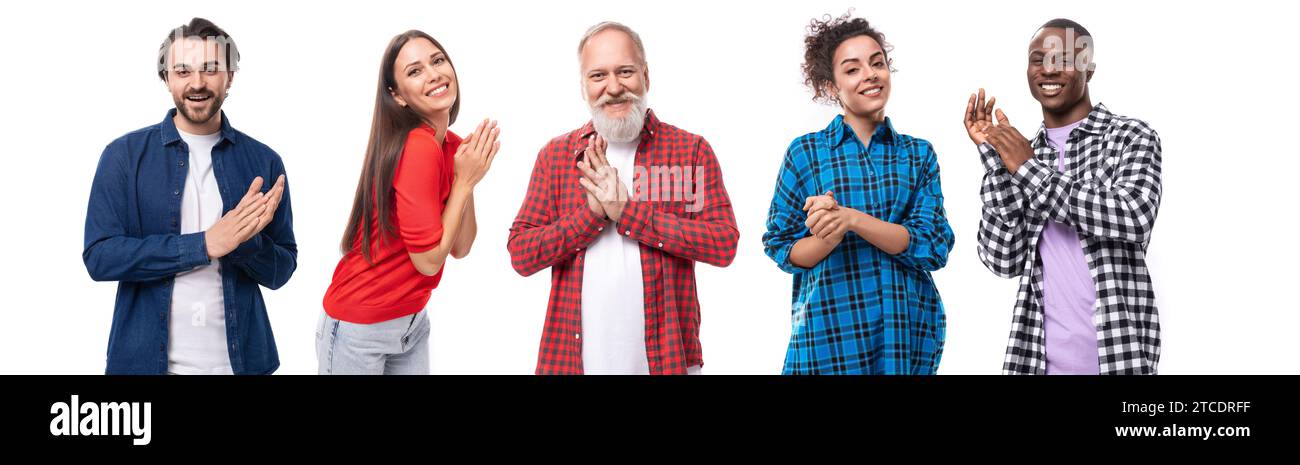 Collage of portraits of smiling men and women Stock Photo - Alamy