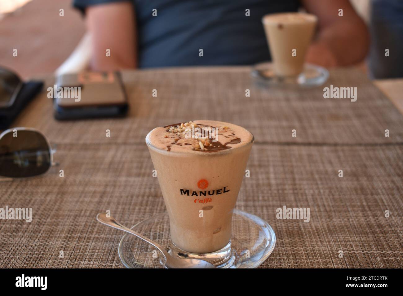 Close-up of a "Crema café", a popular iced coffe drink in Sicily ...