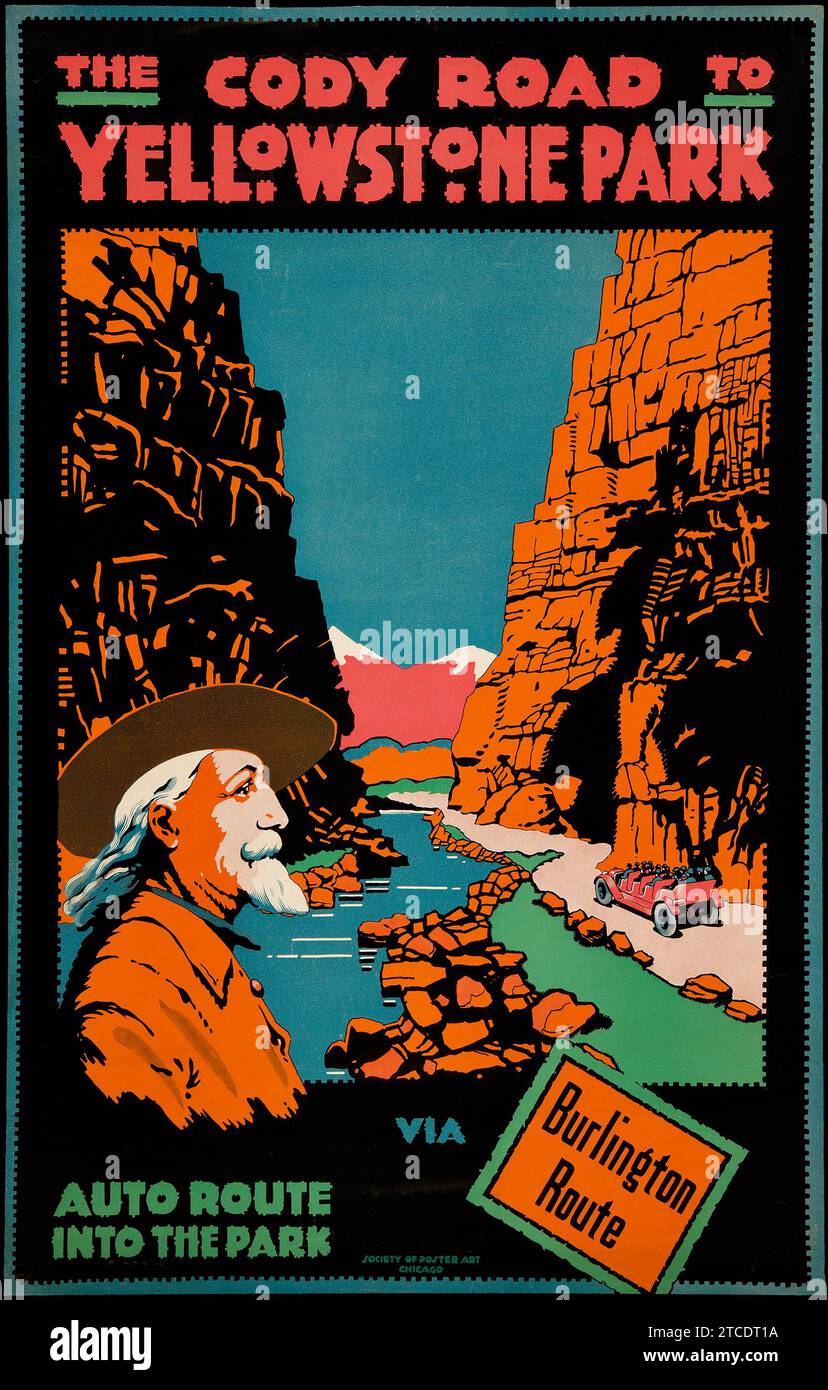 The Cody Road to Yellowstone Park (Society of Poster Art Chicago, c ...
