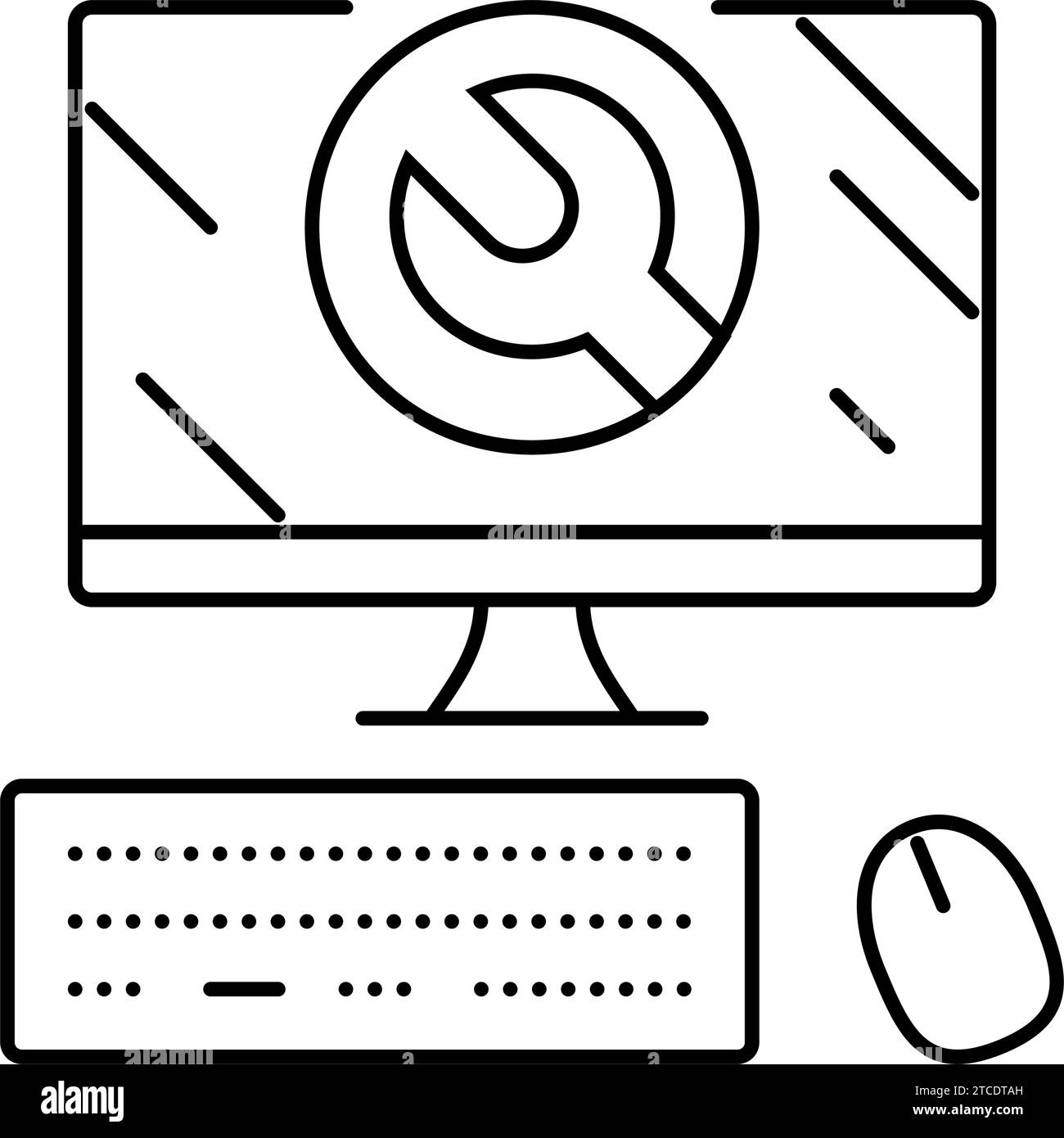 troubleshooting pc repair computer line icon vector illustration Stock ... troubleshooting pc repair computer line icon vector illustration Stock ...