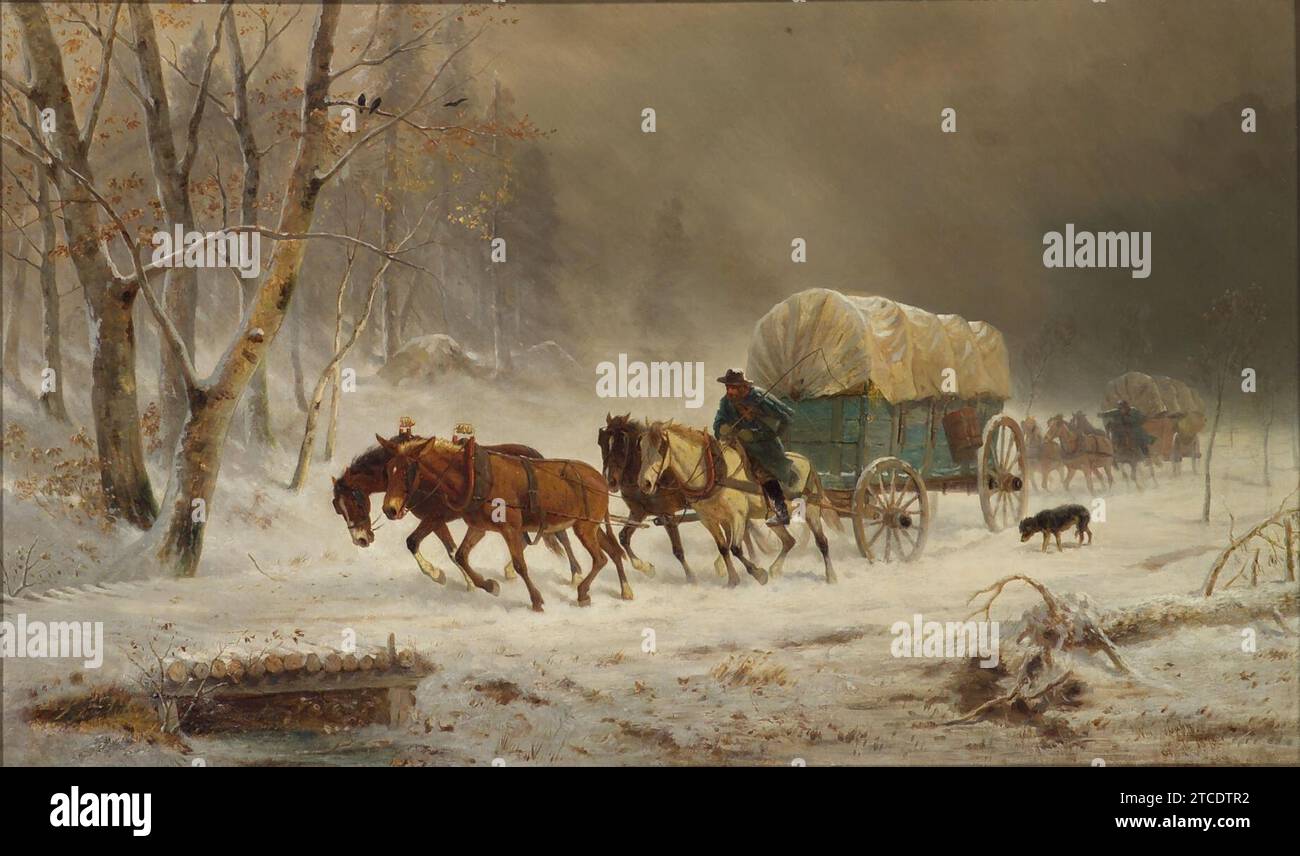 William Hahn - Going Home (Pioneers Braving a Storm Stock Photo - Alamy