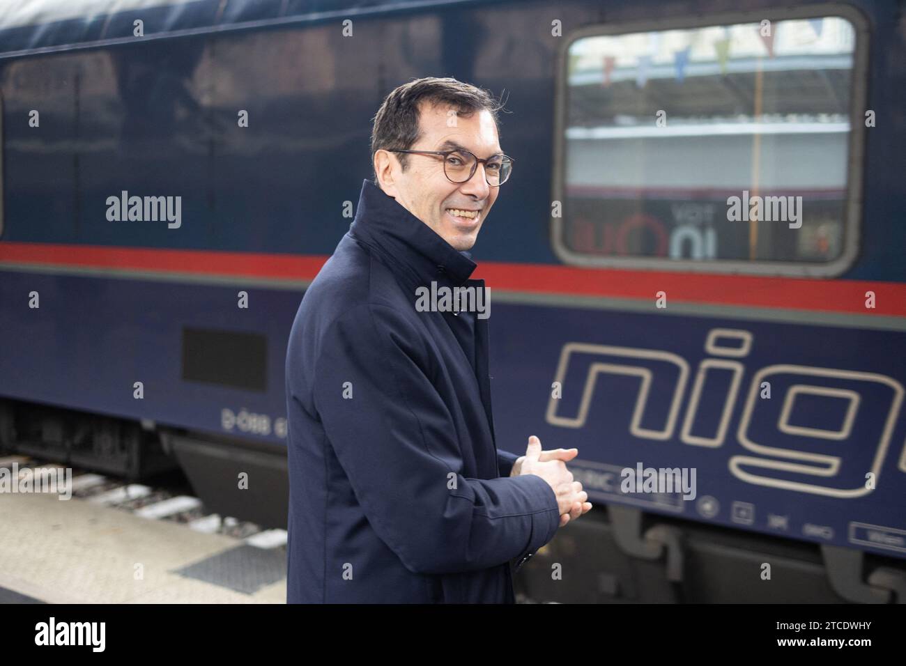 SNCF president Jean-Pierre Farandou attends the arrival of the Berlin ...