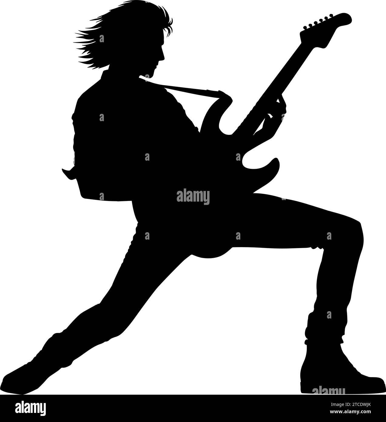 Silhouette of a man playing rock guitar. vector illustration Stock ...