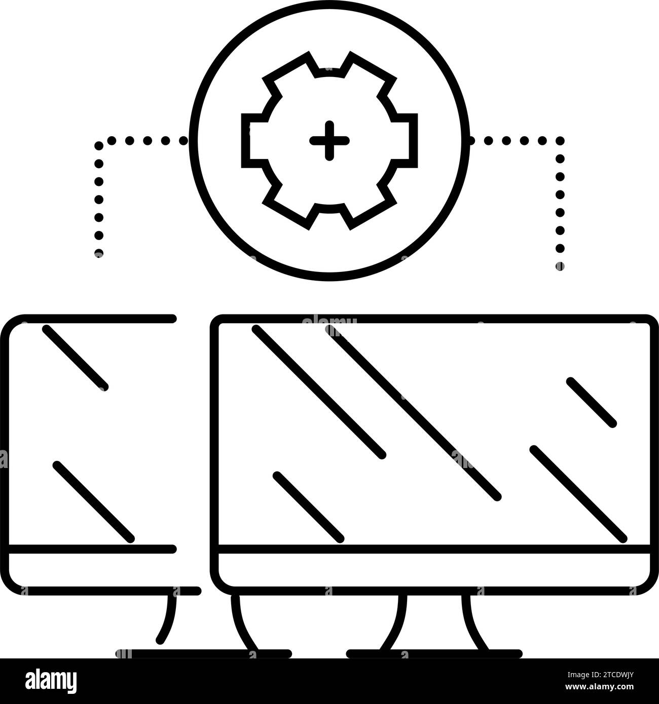 remote assistance repair computer line icon vector illustration Stock ...