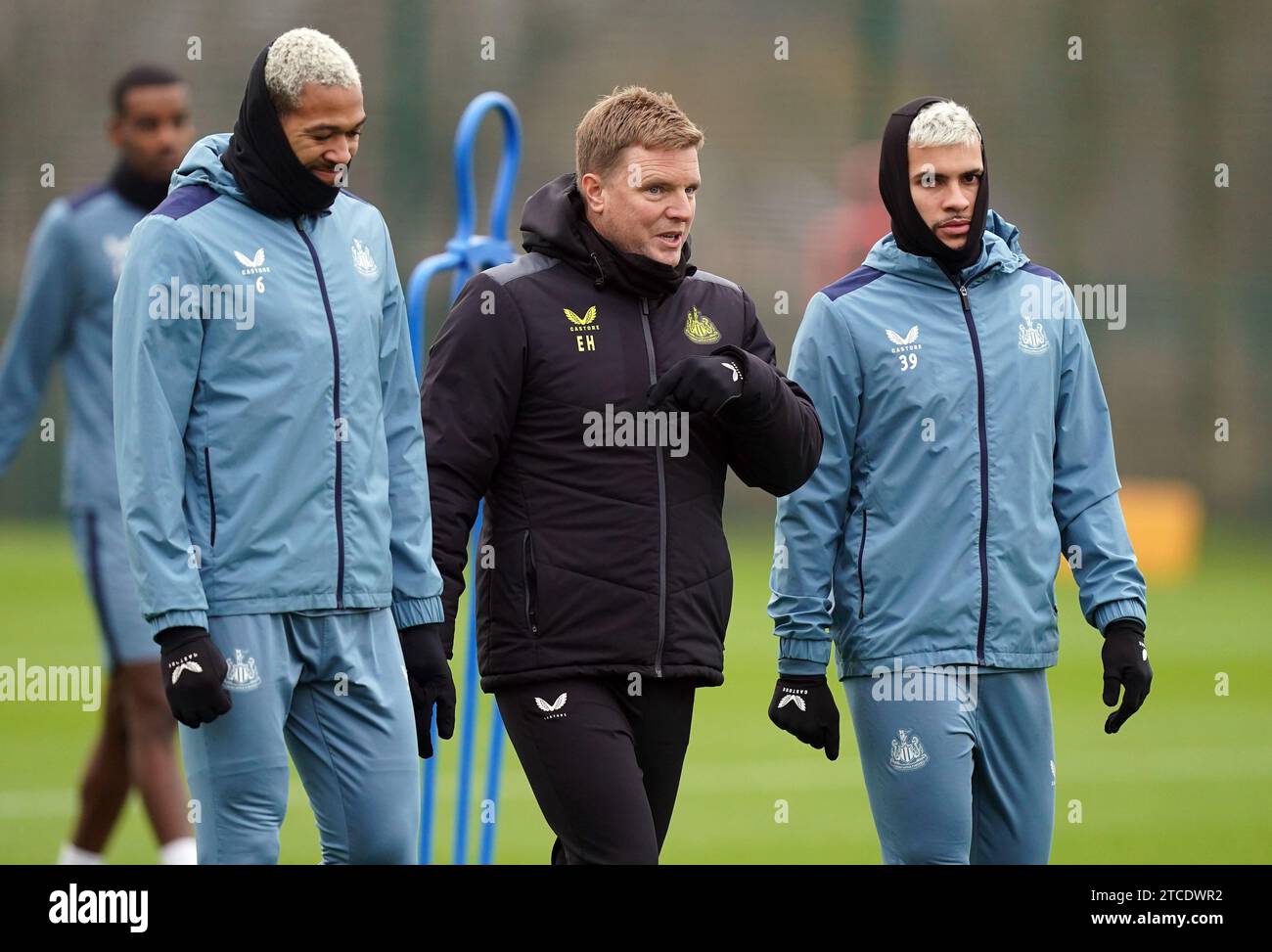 Newcastle United manager Eddie Howe with Bruno Guimaraes (right) and ...