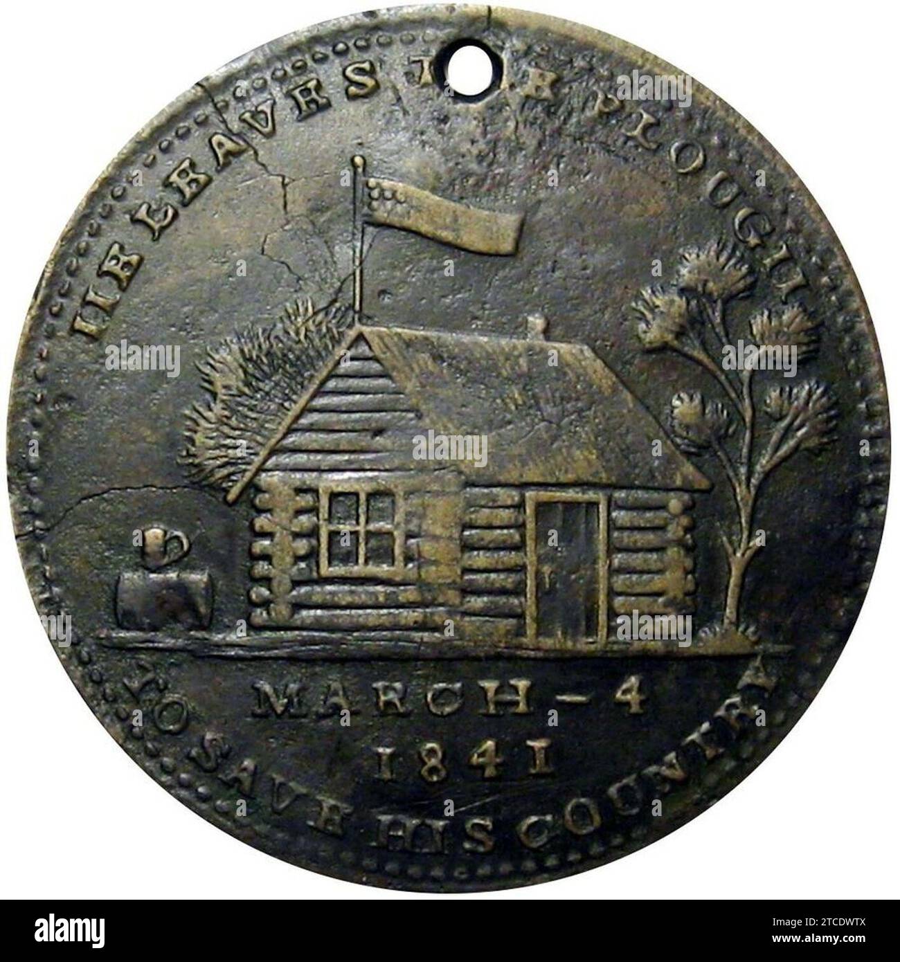 William Henry Harrison Political Hard Times Token Inaugural Log Cabin ...