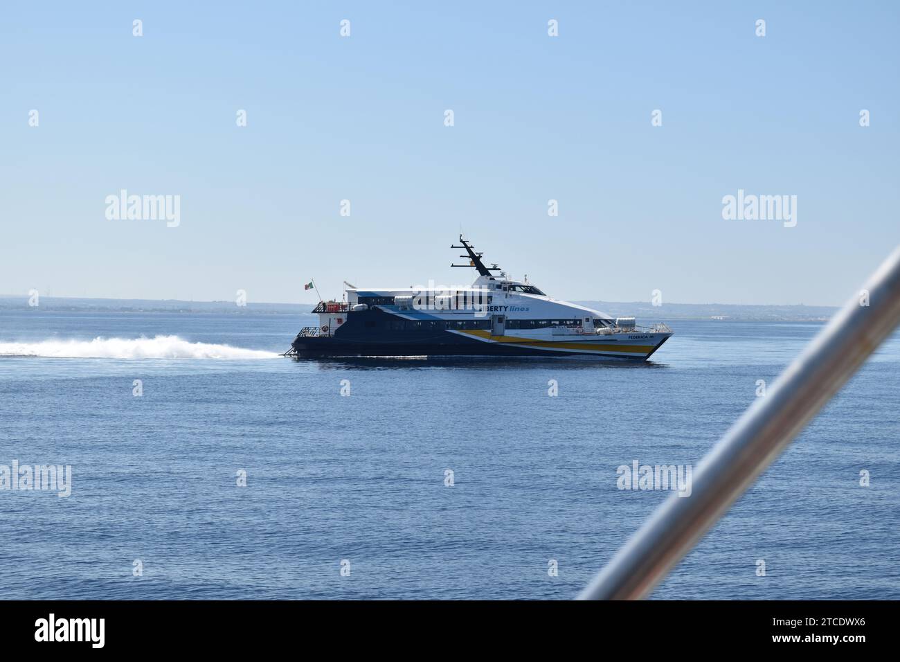Liberty Lines ferry boat "Federica M" sailing from the port of Trapani ...