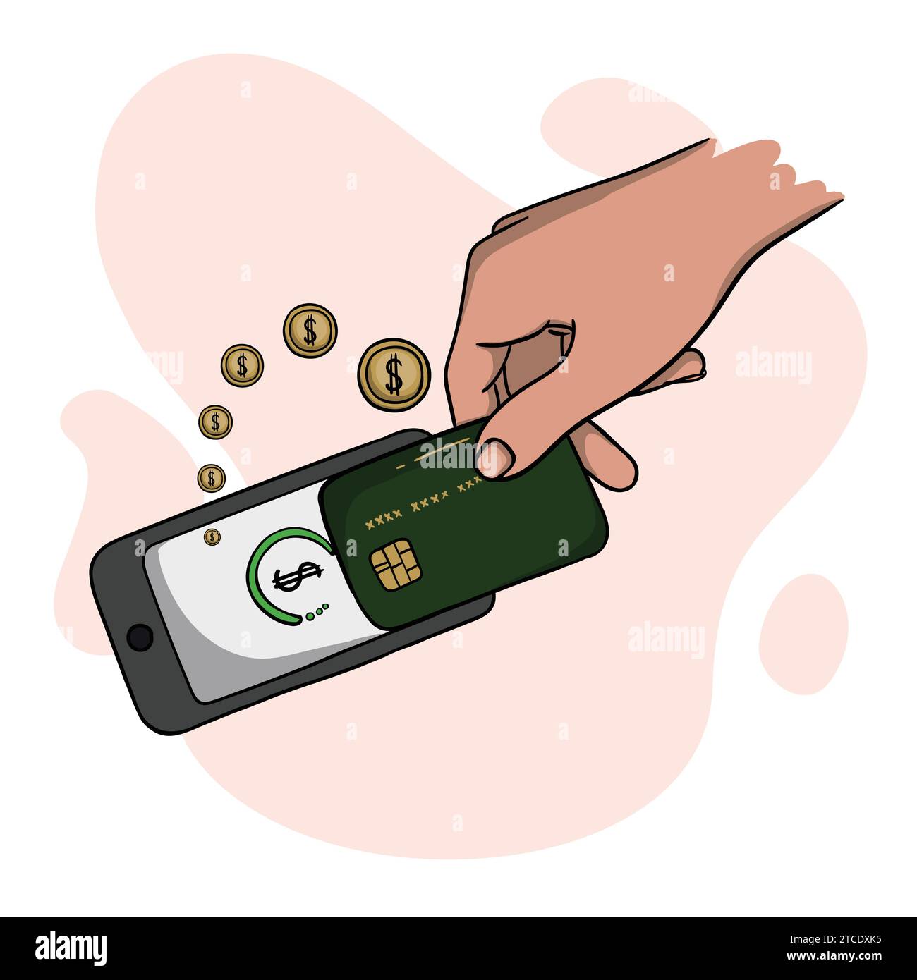 Vector illustration of electronic payments using terminal, smartphone ...