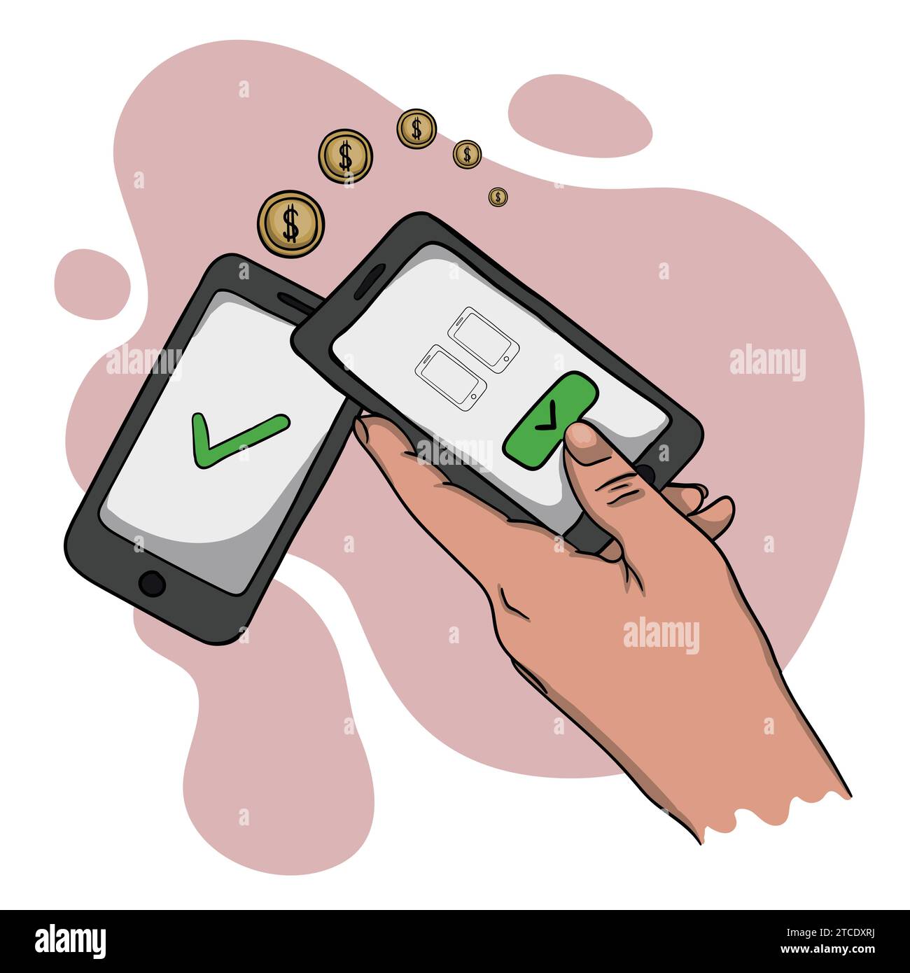 Vector illustration of electronic payments using terminal, smartphone ...