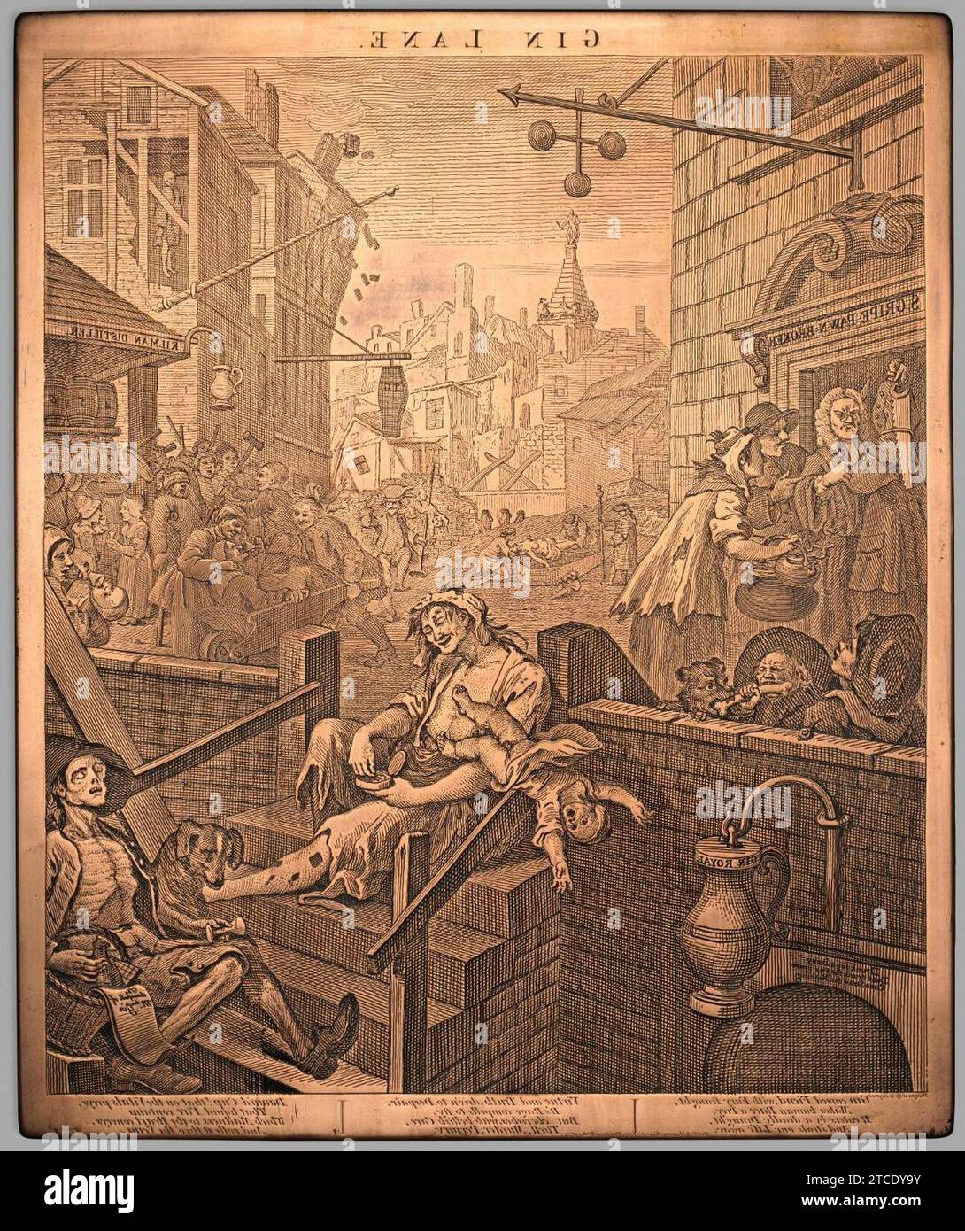 William Hogarth - Gin Lane (copperplate Stock Photo - Alamy