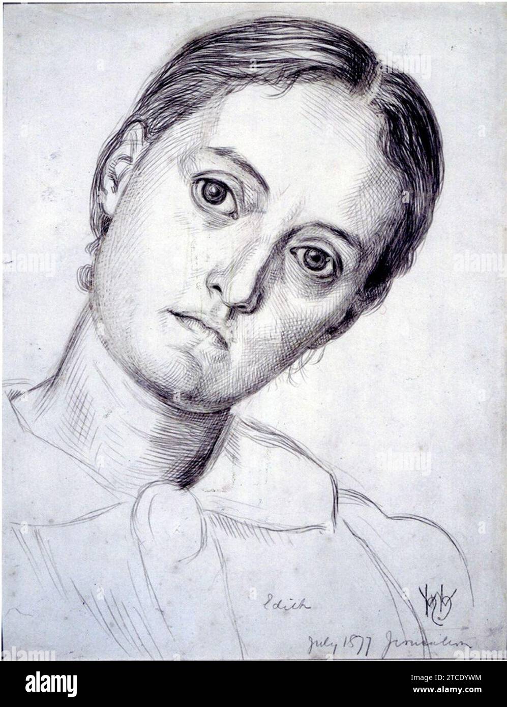 William Holman Hunt - Portrait of Edith Holman Hunt, the artist's wife ...