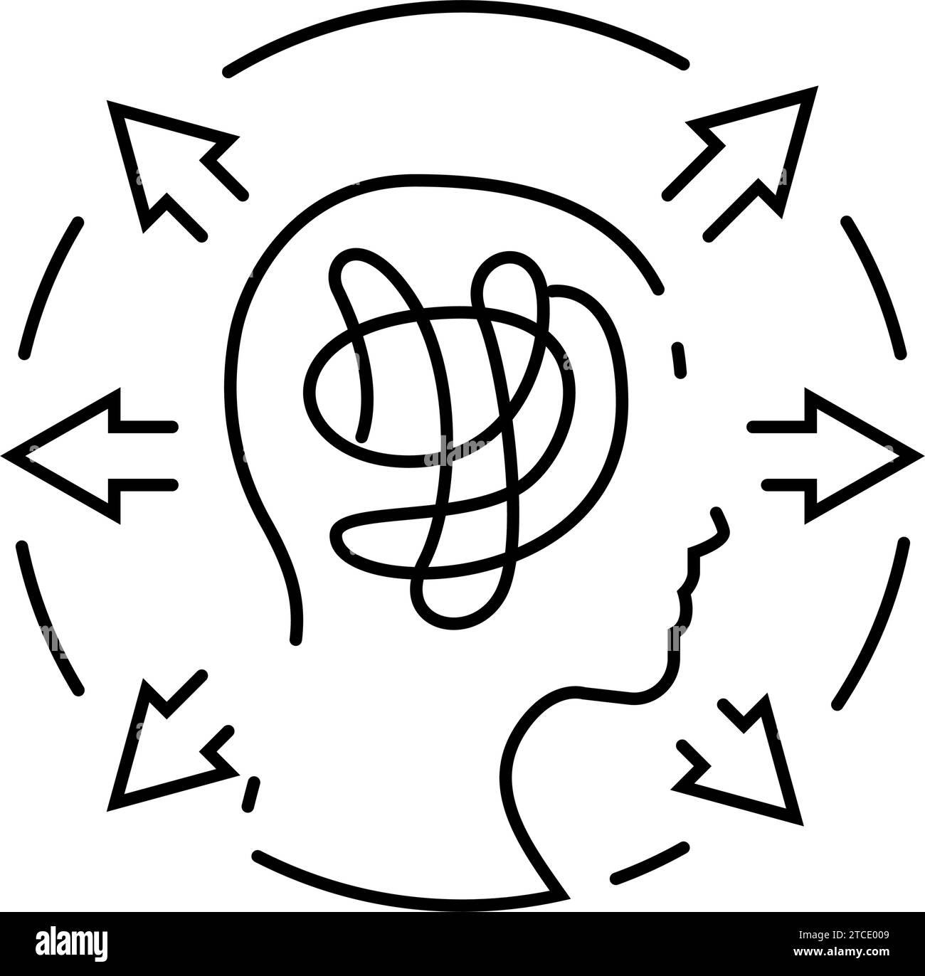 difficulty concentrating disease symptom line icon vector illustration ...