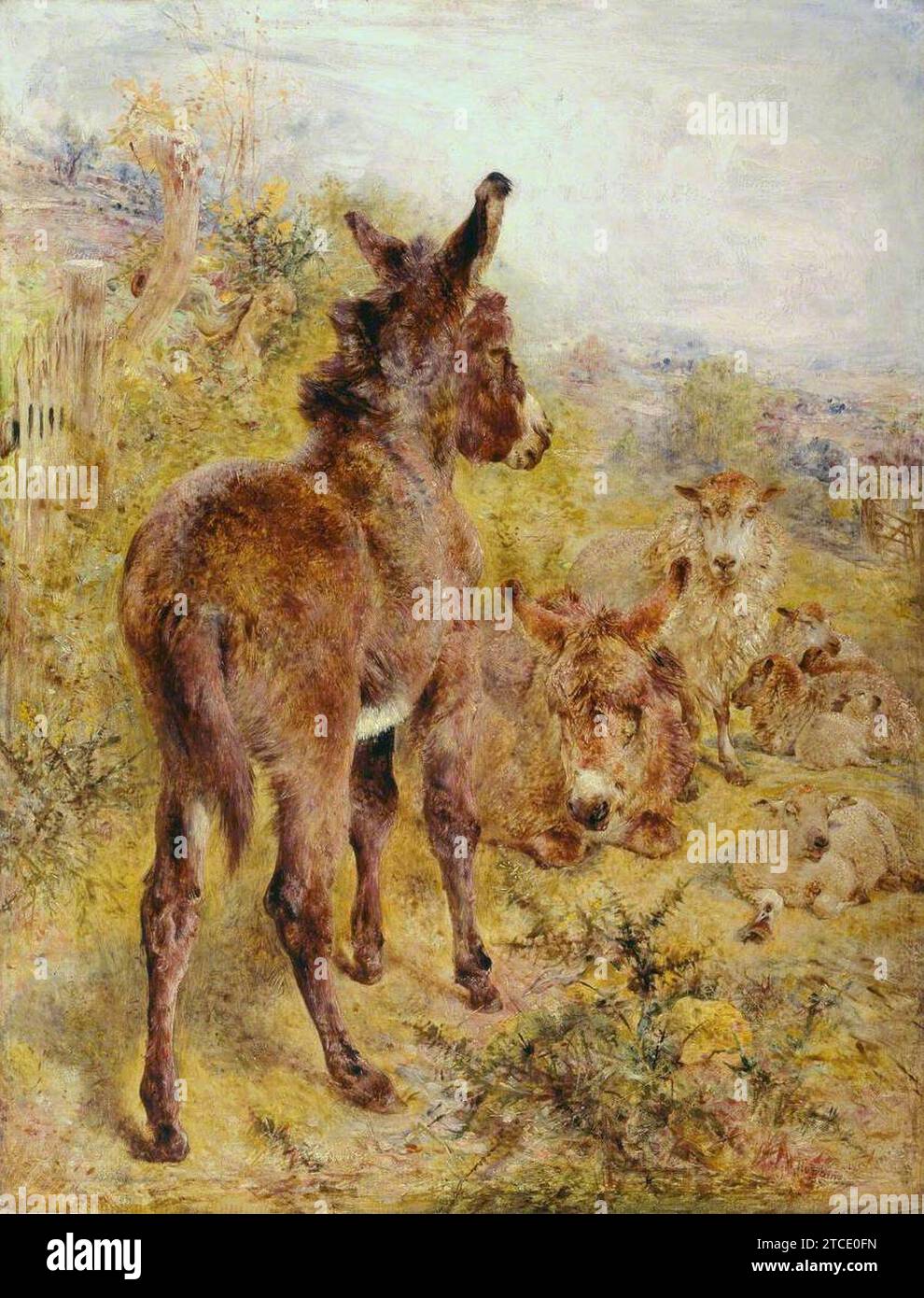William Huggins (1820-1884) - Donkeys and Sheep in a Landscape - T00904 ...