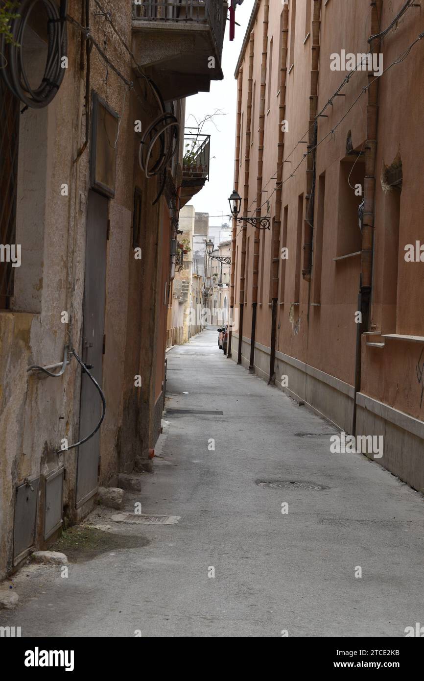 Via Santa Caterina, a small street in the old city centre of Marsala ...