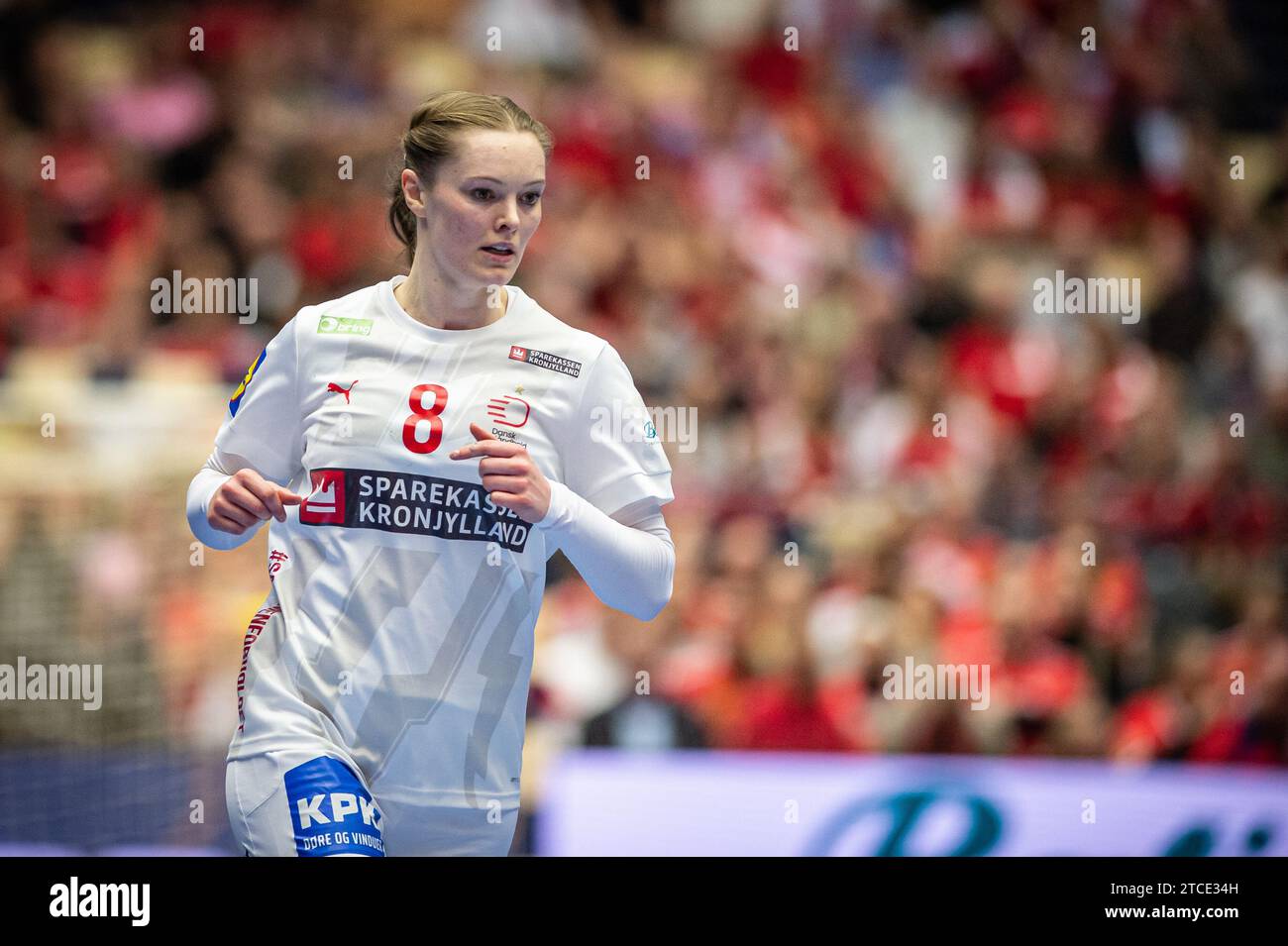Herning, Denmark. 11th Dec, 2023. Anne Mette Hansen (8) of Denmark seen ...