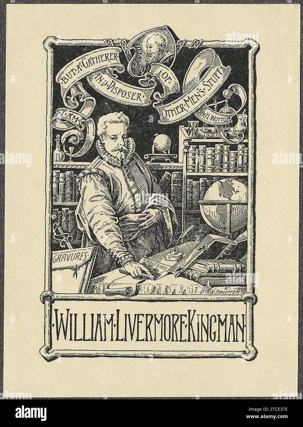William Livermore Kingman - bookplate by David McNeely Stauffer, 1898 ...