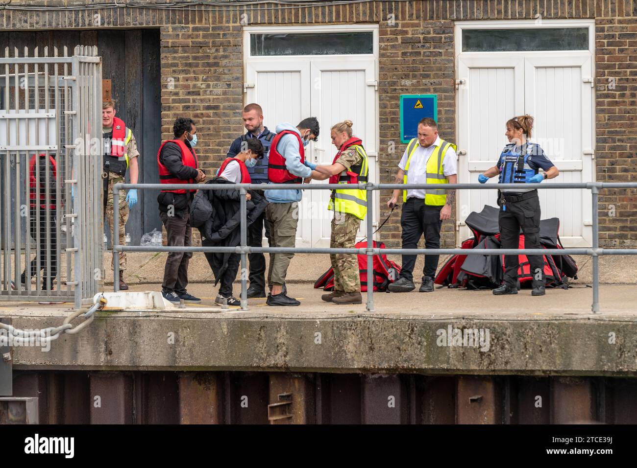 Migrants brought to the Port of Dover my Border force and the Royal ...