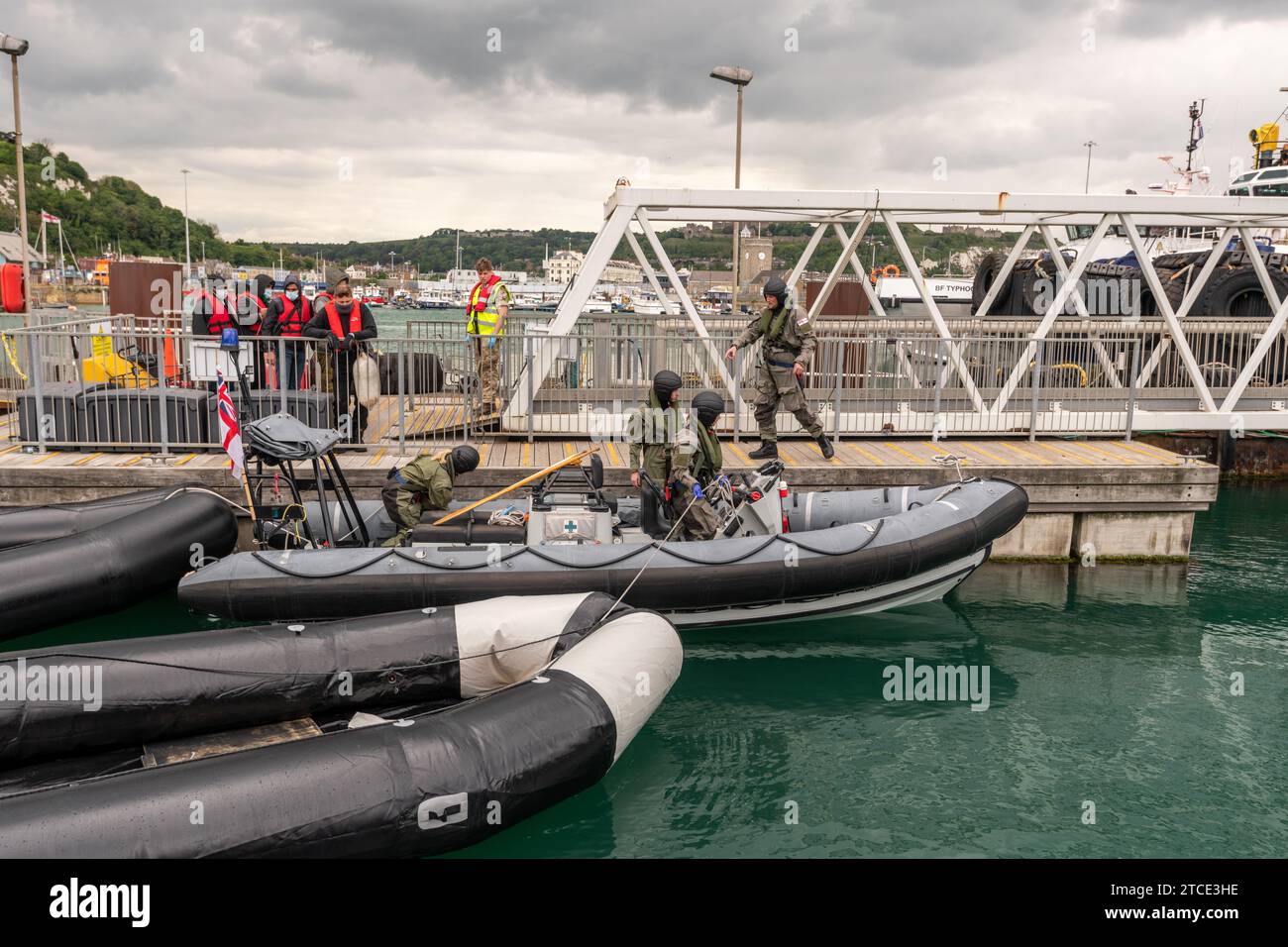 Inflatable boats (Zodiacs) used by migrants to cross the English ...