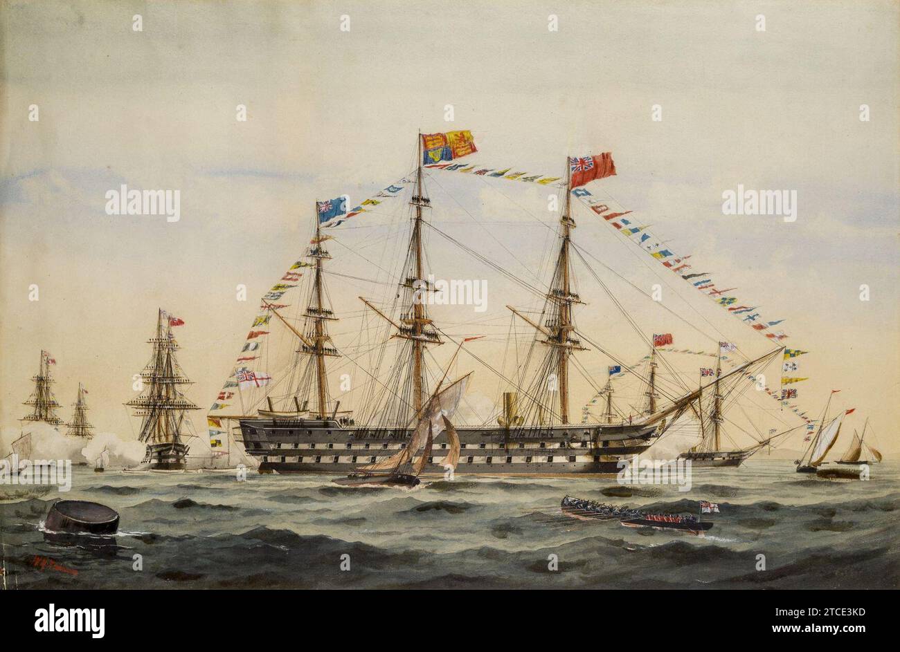 William Mackenzie Thomson - The Queen's Birthday, a visit to H.M.S. 'St ...