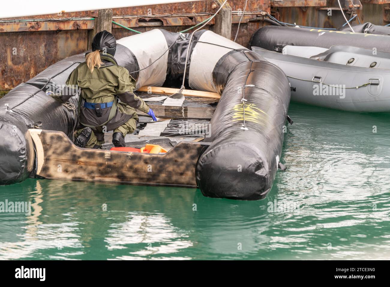 Inflatable boats (Zodiacs) used by migrants to cross the English ...