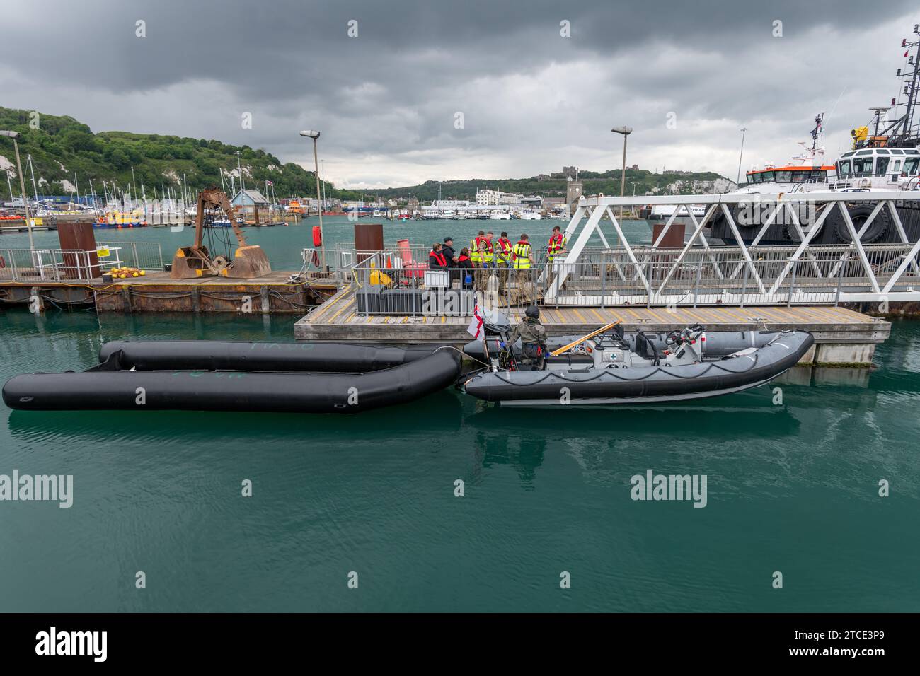 Inflatable boats (Zodiacs) used by migrants to cross the English ...