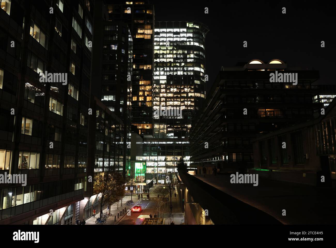 General views of the city of London at night. Pictured is the Moorgate ...