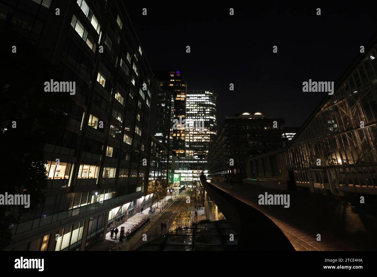 General views of the city of London at night. Pictured is the Moorgate ...
