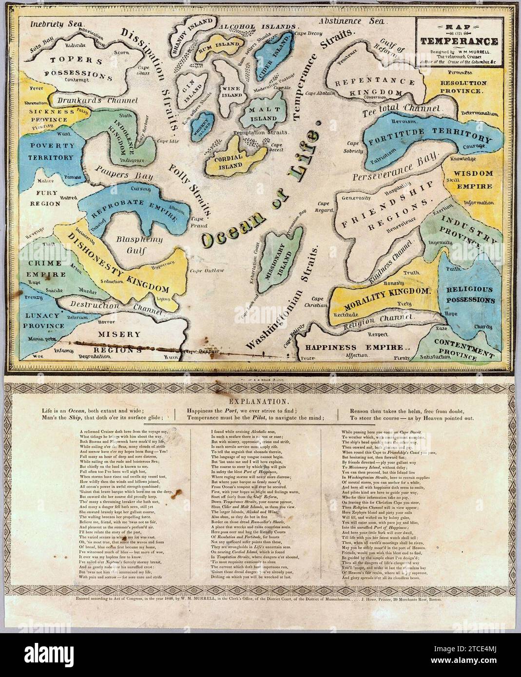 William Meacham Murrell, Map on Temperance, 1846 Cornell Stock Photo ...