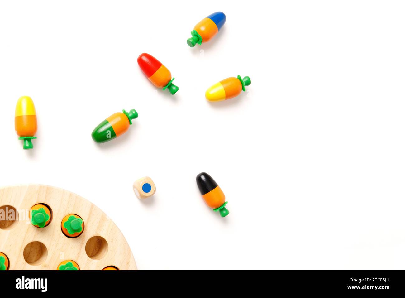 Top view of kids wooden board game for memory development, isolated on ...