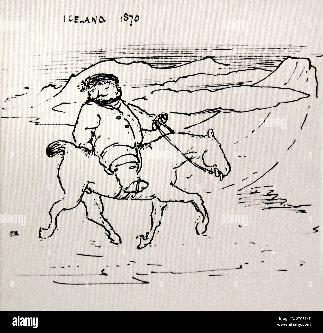 William Morris on Pony in Iceland 1870 cartoon by Edward Burne-Jones ...