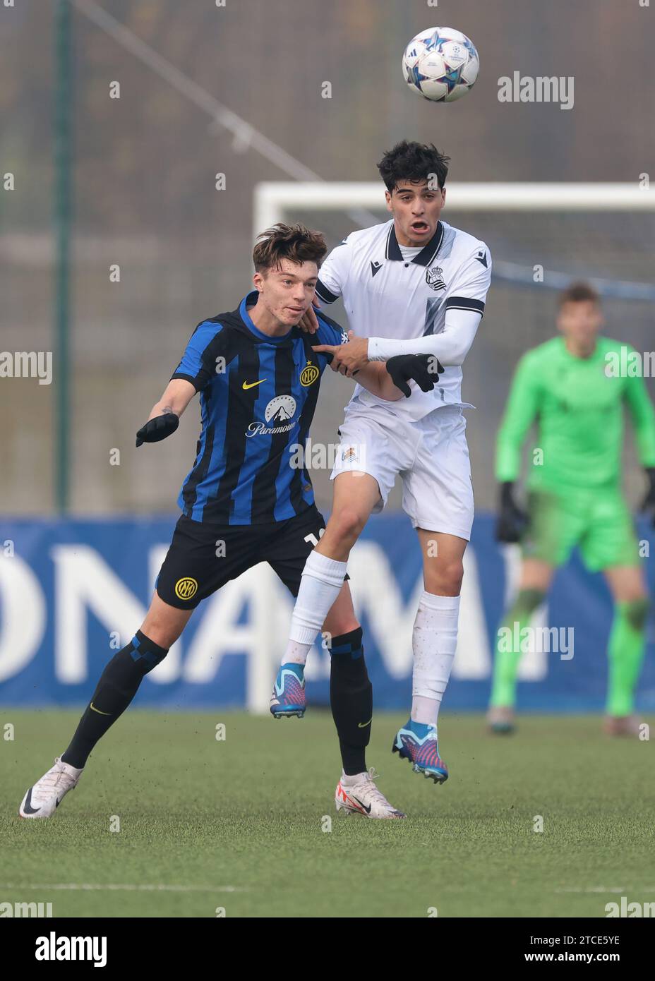 Milan, Italy. 12th Dec, 2023. Jon Martin of Real Sociedad heads clear ...