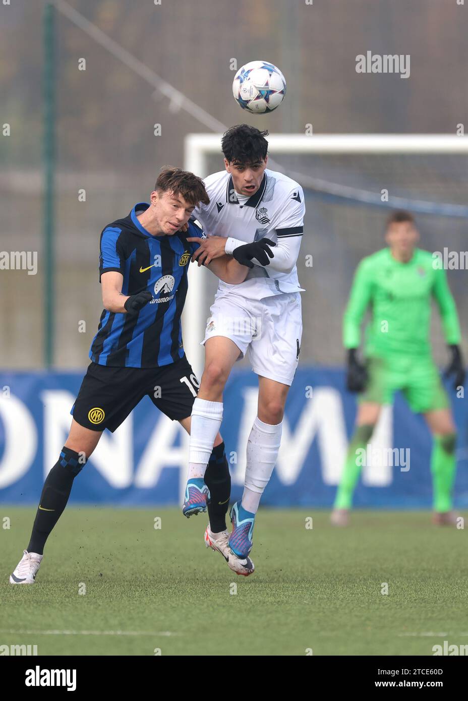 Milan, Italy. 12th Dec, 2023. Jon Martin of Real Sociedad heads clear ...